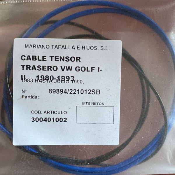 CABLE TENSOR TRASERO VW GOLF SERIE I-II 80-93